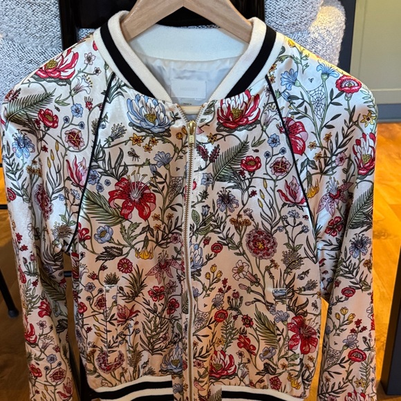 MOTHER | Jackets & Coats | Mother Multicolor Floral Bomber Jacket ...
